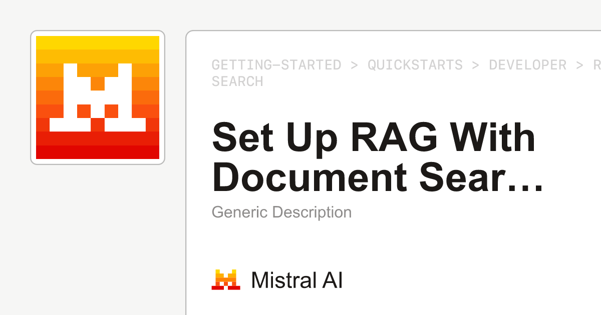 Set up RAG with document search | Mistral Docs
